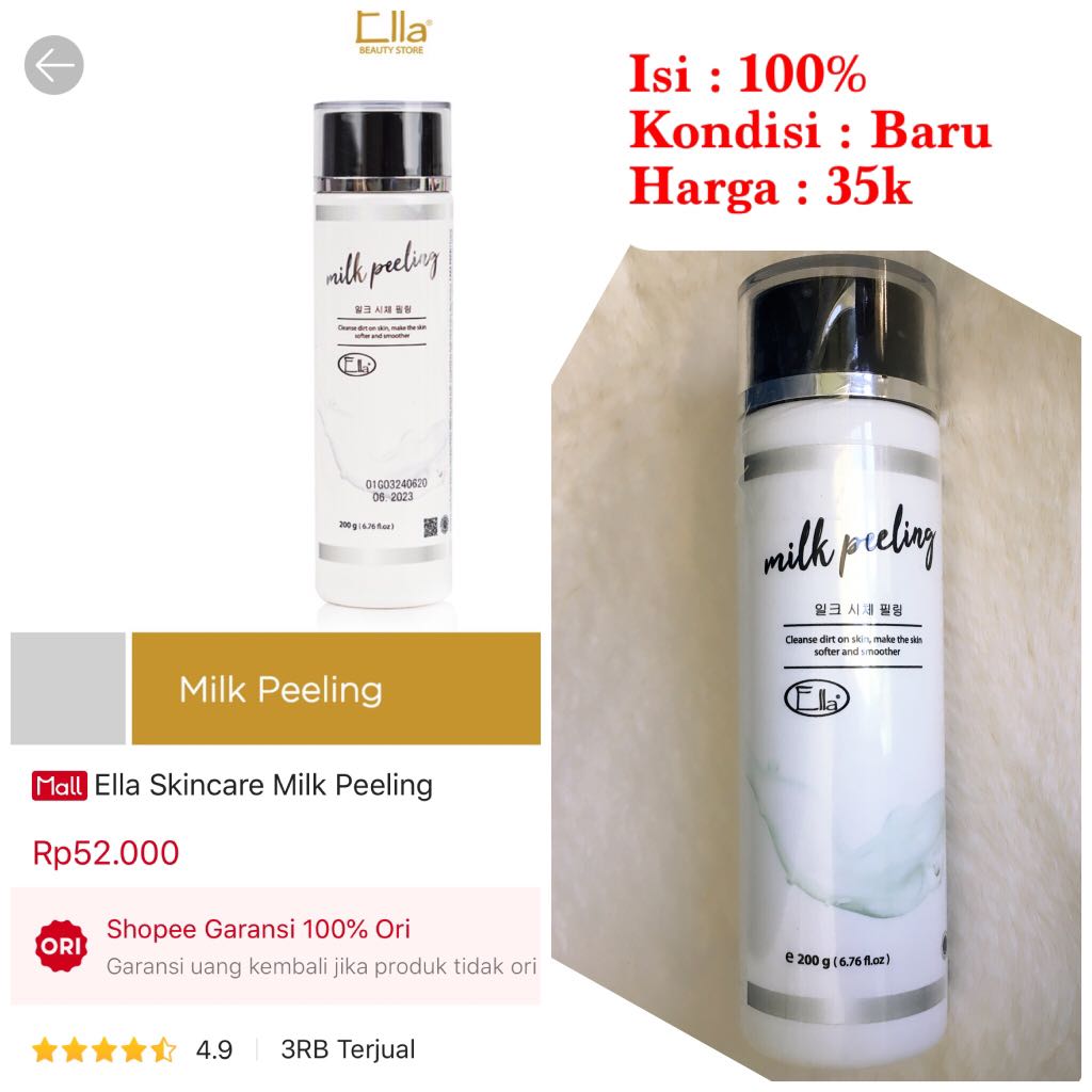 Milk peeling by Ella Skincare, Kesehatan & Kecantikan, Kulit, Sabun ...