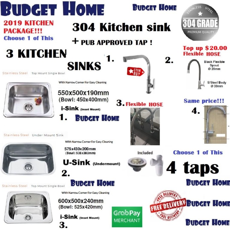 Kitchen sink // Monic stainless steel kitchen sink package, Furniture ...