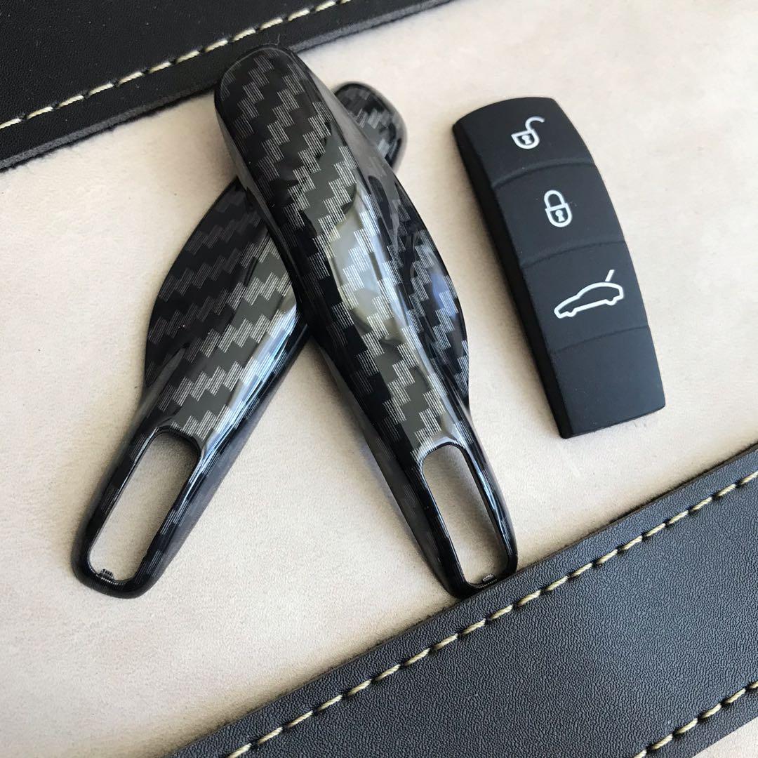 New Porsche key silicone rubber 3 buttons and carbon side covers for ...