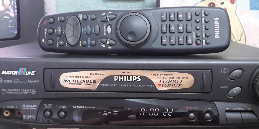 Philips 6 Heads Hi-Fi Stereo VHS/VCR/Video Cassette Player/Recorder ...