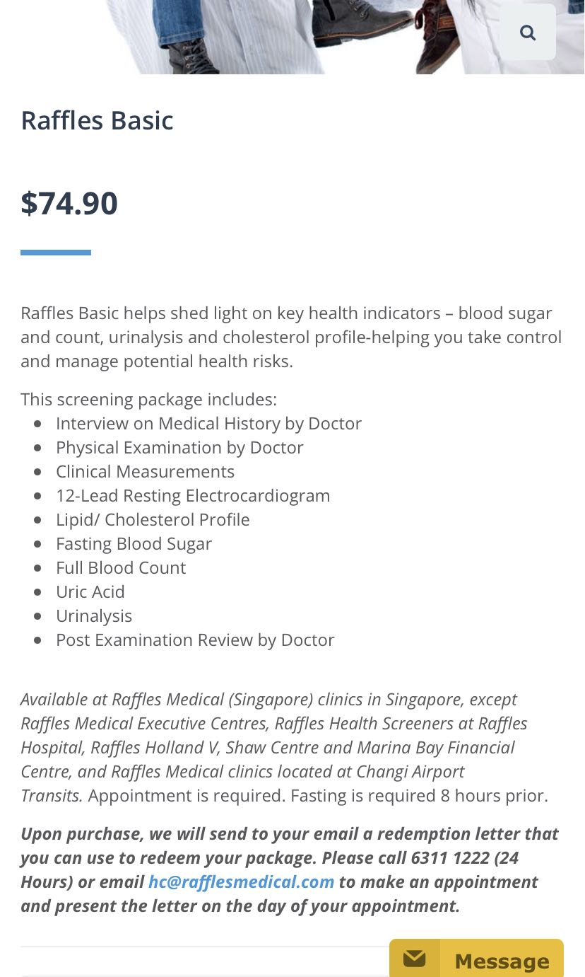Raffles Medical Basic Health Screening x2, Everything Else on Carousell