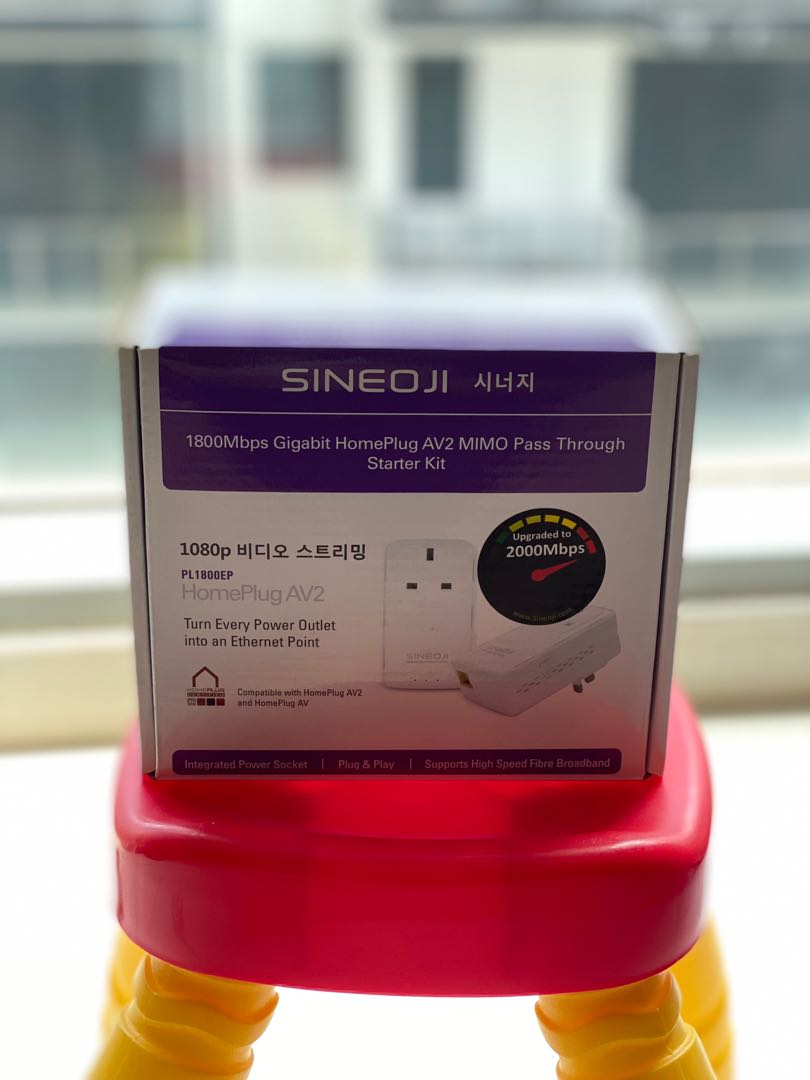 Sineoji 1800mbps home plug with integrated power socket, TV & Home ...