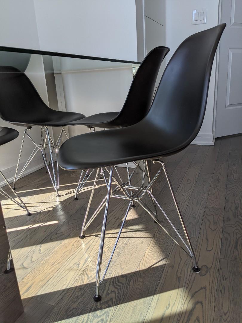 Structube glass dining table and set of 4 metal Eiffel chairs, Home ...