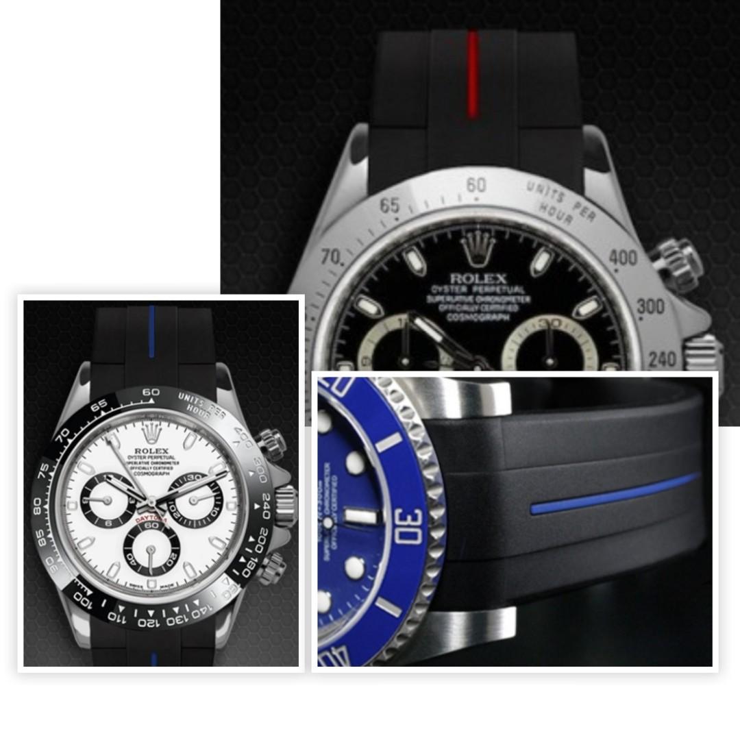 20mm Rubber Straps color strips for Rolex Seiko Mod Daytona Panda GMT ...