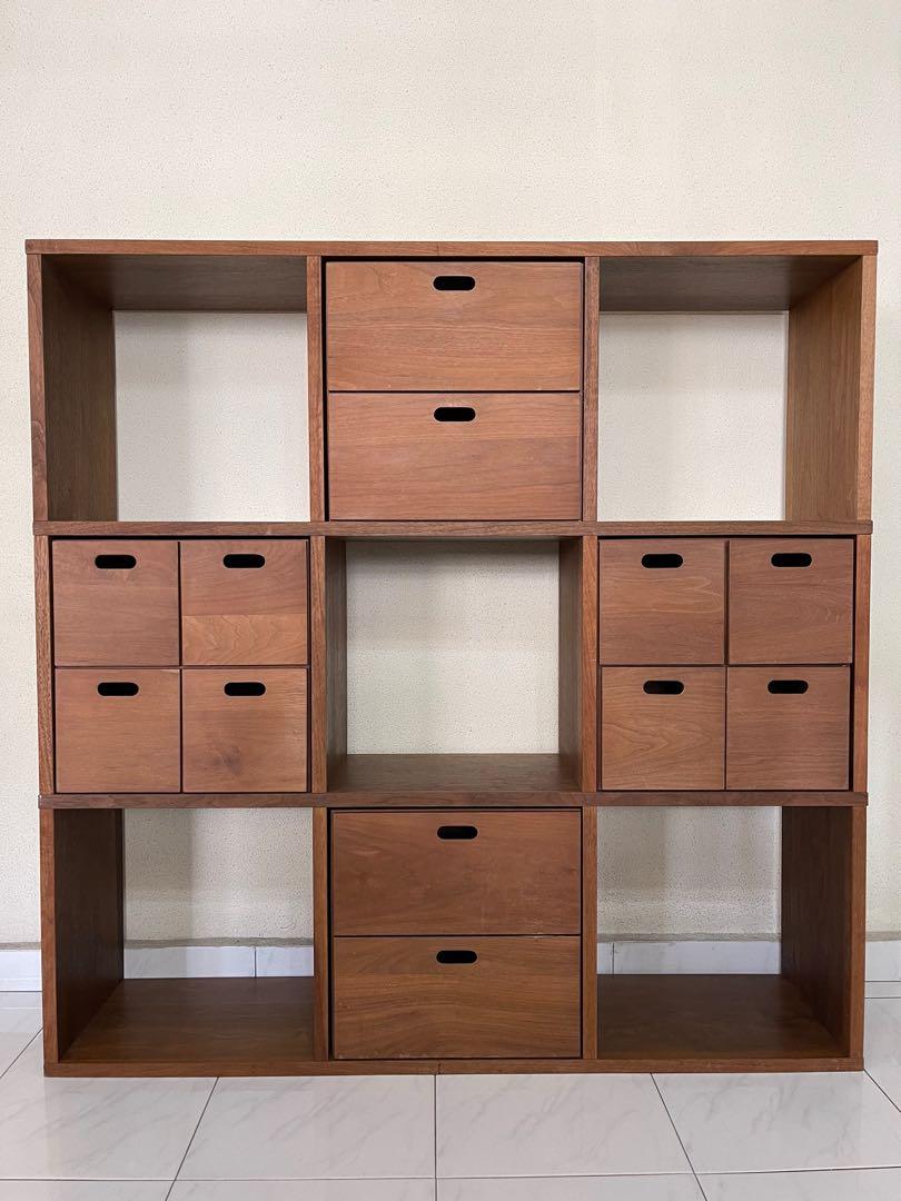 Muji Stacking Shelves Walnut 2x2, 3x3 and Drawers Units, Furniture ...