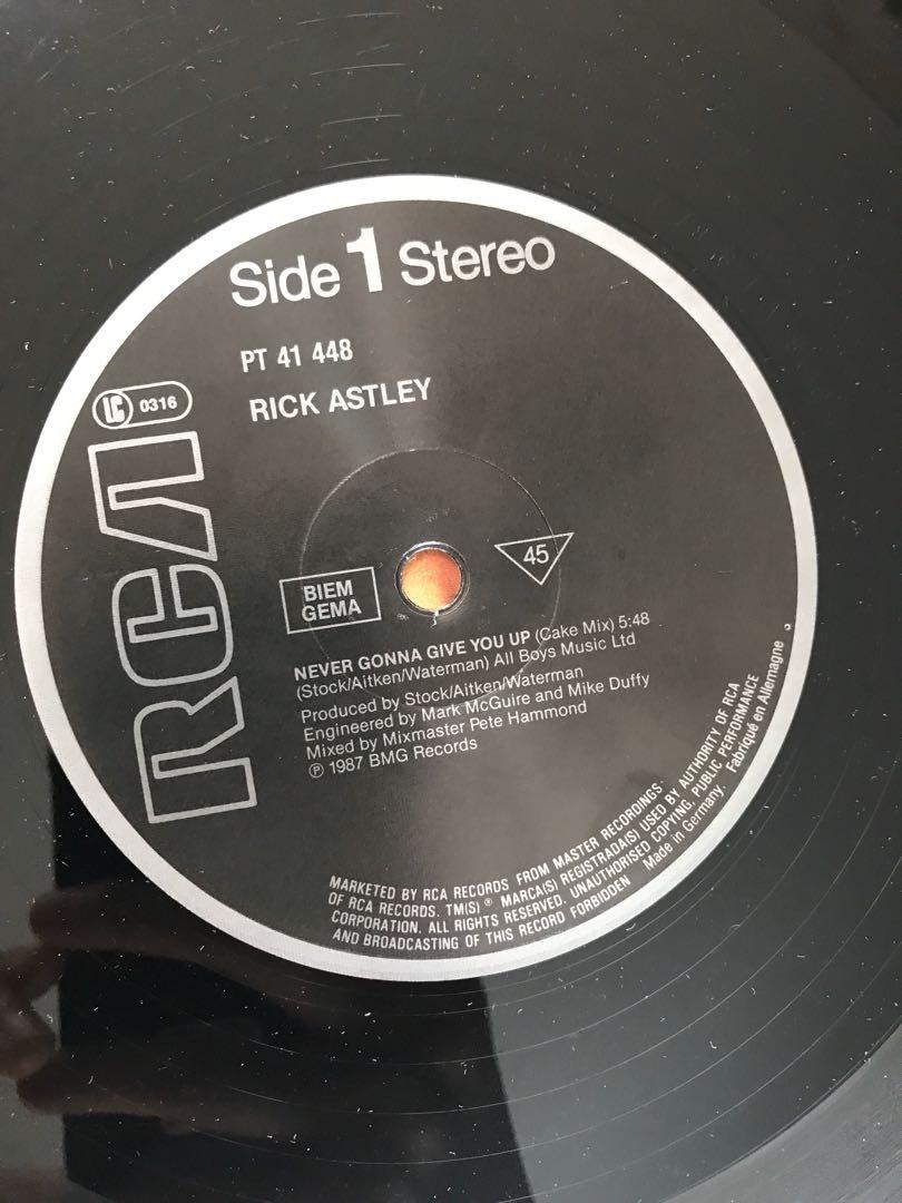 Rick Astley 12 inch Vinyl (1987 original), Hobbies & Toys, Music ...