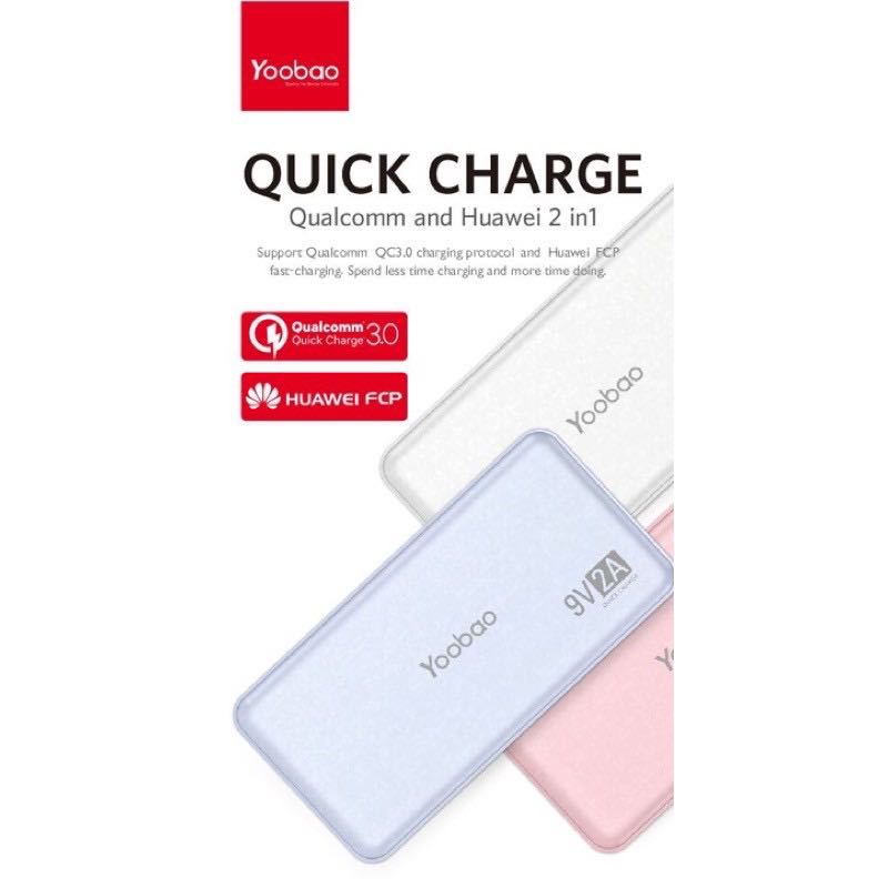 [SCS] YOOBAO YB-Q12 QUICK CHARGE POLYMER [12000MAH] POWER BANK SUPPORT HUAWEI FCP QUICK CHARGE ...