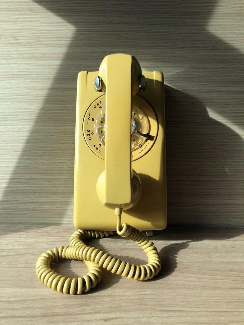 Yellow Retro Dial Wall Phone Vintage Rotary Telephone, Hobbies & Toys ...