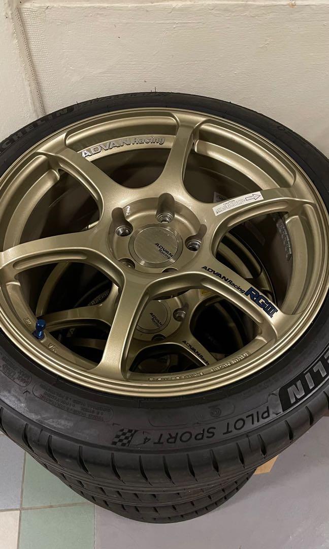 Advan RG3 Genuine 17x8J ET38 wheels/rims (Racing Gold), Car Accessories ...