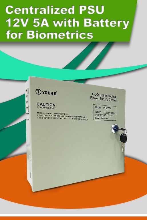 Centralized Power Supply Unit for Biometrics 12VDC 5A with Battery ...