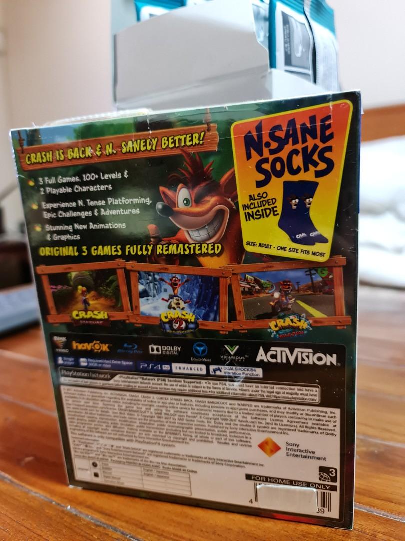 Crash Bandicoot N-Sane Trilogy with socks, Hobbies & Toys, Toys & Games ...