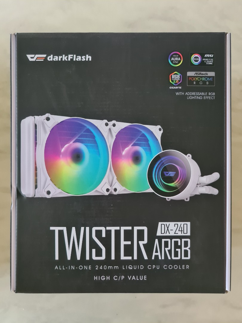 DarkFlash DX-240 ARGB WHITE CPU AIO (Free C6MS 3-in-1 White Fan ...