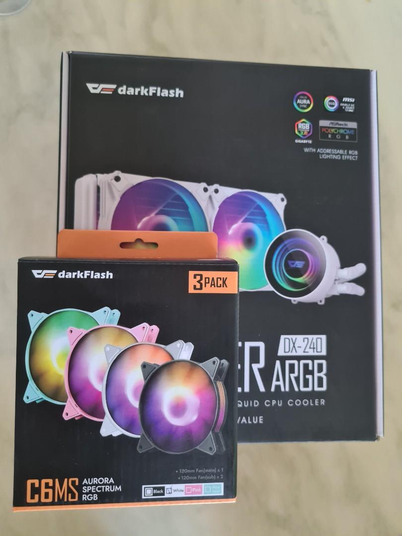 DarkFlash DX-240 ARGB WHITE CPU AIO (Free C6MS 3-in-1 White Fan ...