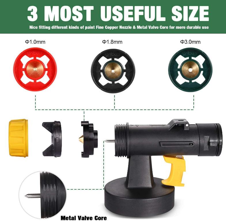 (W3) Electric Paint Sprayer 500 Watts Up to 100 DIN-s, TECCPO Spray Gun ...