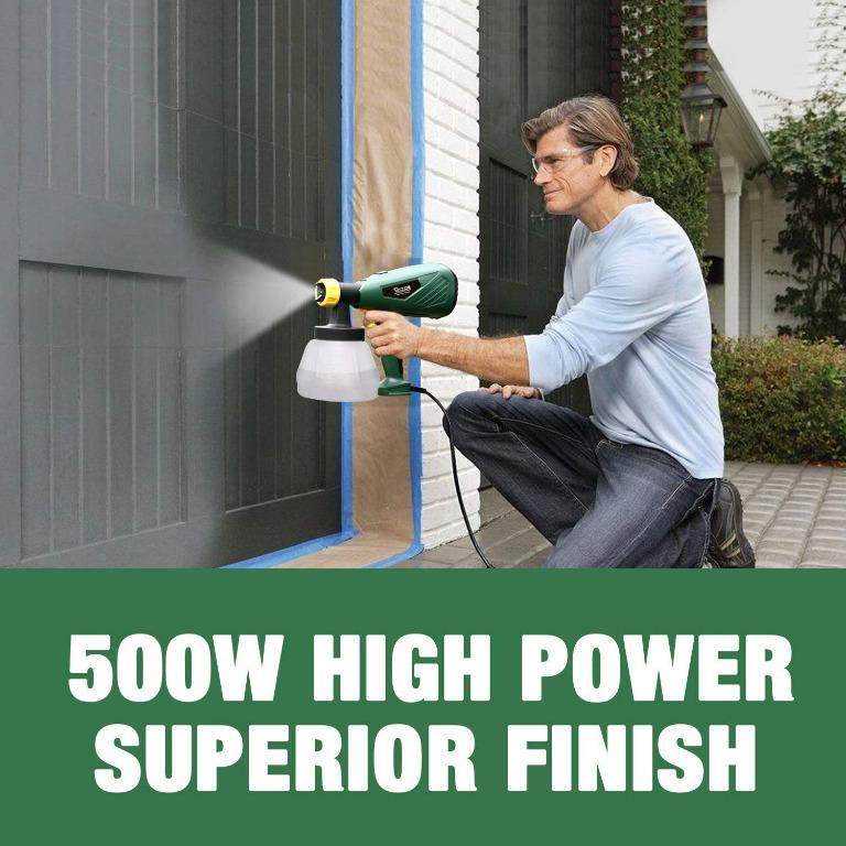 (W3) Electric Paint Sprayer 500 Watts Up to 100 DIN-s, TECCPO Spray Gun ...