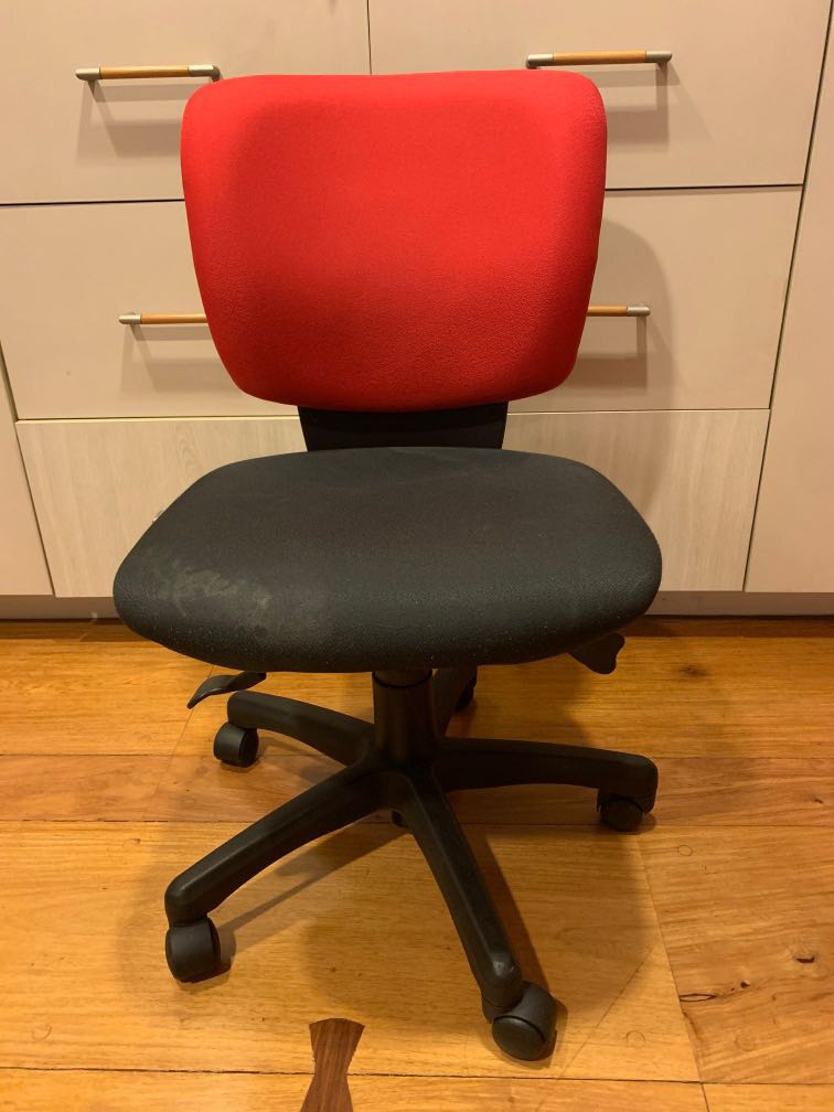 Ergo black and red theta armless office chair, Furniture & Home Living ...