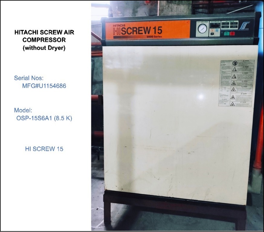 HITACHI SCREW AIR COMPRESSOR (without Dryer), Commercial & Industrial ...