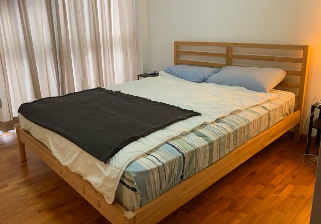 Ikea Tarva double Bed w/ Mattress (Hamarvik), Furniture & Home Living ...