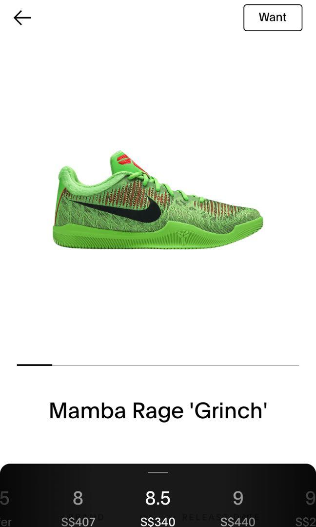 Kobe Mamba Rage Grinch 8.5US, Men's Fashion, Footwear, Sneakers on ...