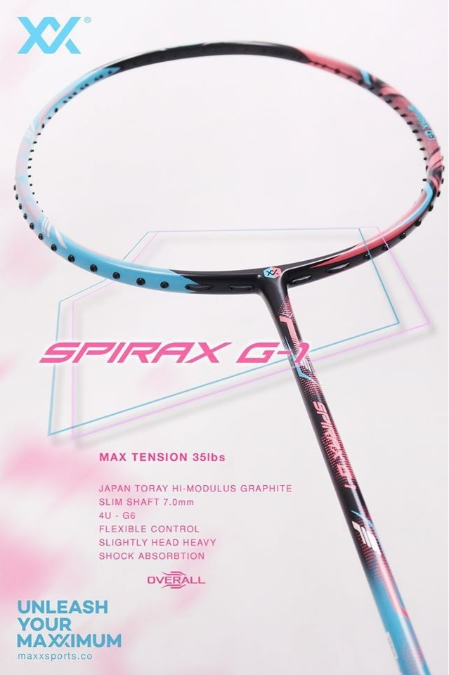 Maxx Spirax G-1 Badminton Racket Strung @ 26 lbs, Sports Equipment ...