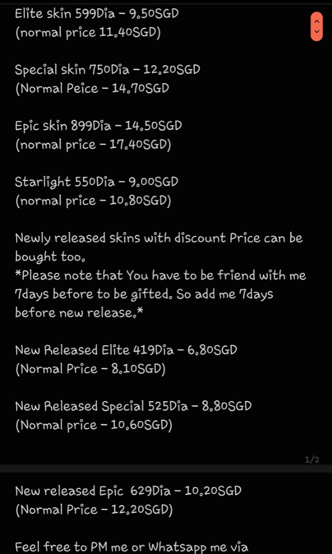Mobile Legends Skins gifting for sell, Toys & Games, Video Gaming, In ...