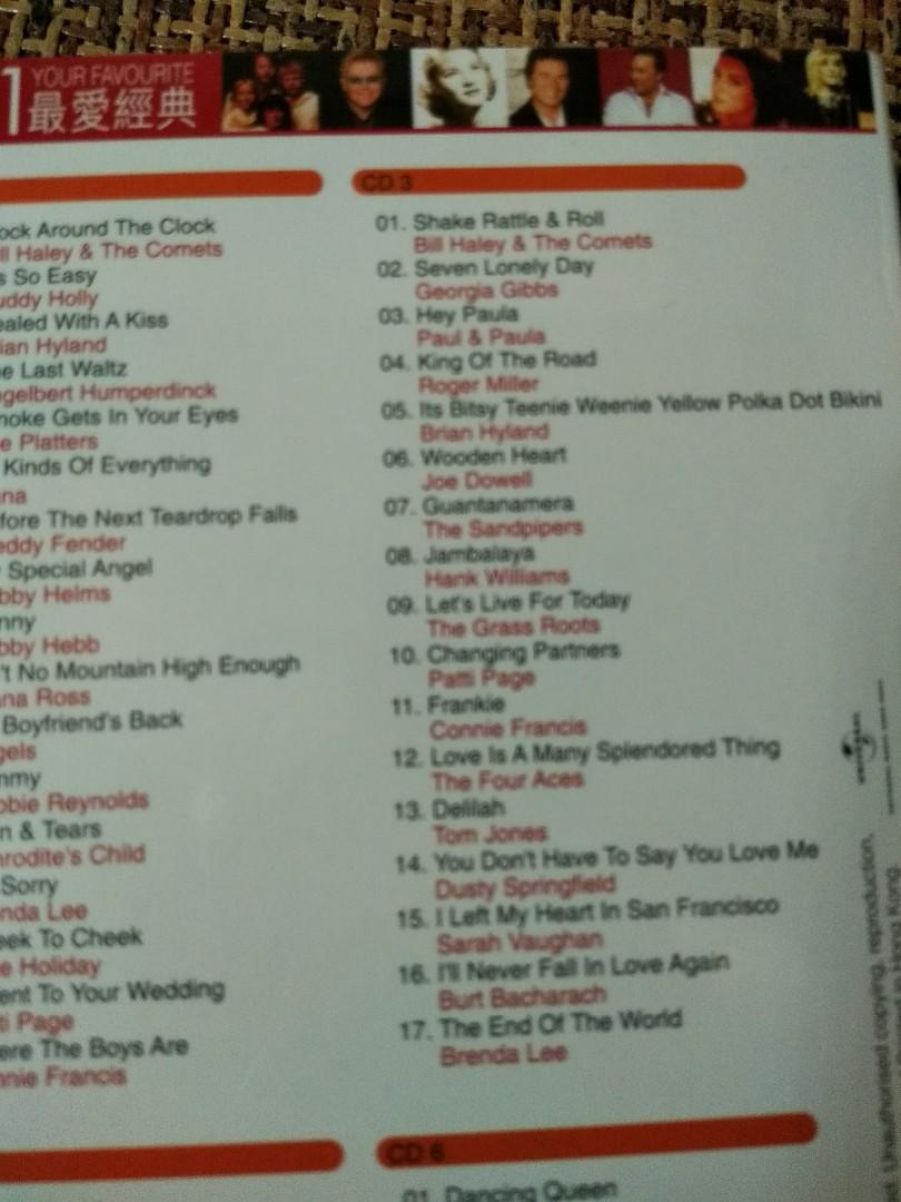 Oldies 101 your Favorite,最愛經典6CD,英文歌, 興趣及遊戲, 音樂、樂器 & 配件, 音樂與媒體 - CD 及 DVD - Carousell