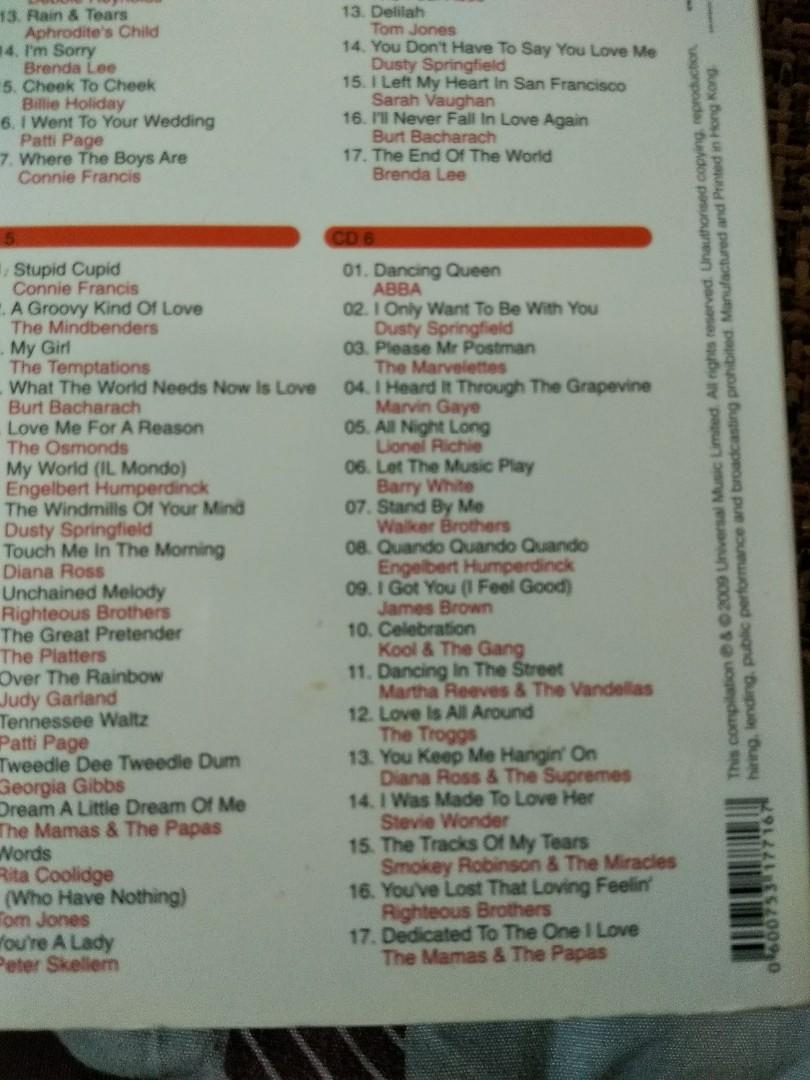Oldies 101 your Favorite,最愛經典6CD,英文歌, 興趣及遊戲, 音樂、樂器 & 配件, 音樂與媒體 - CD 及 DVD - Carousell
