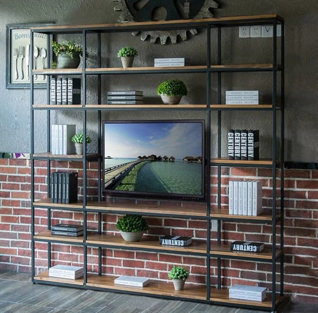 [Preorder] Industrial Rustic Wooden Display Shelf Rack TV Cabinet ...