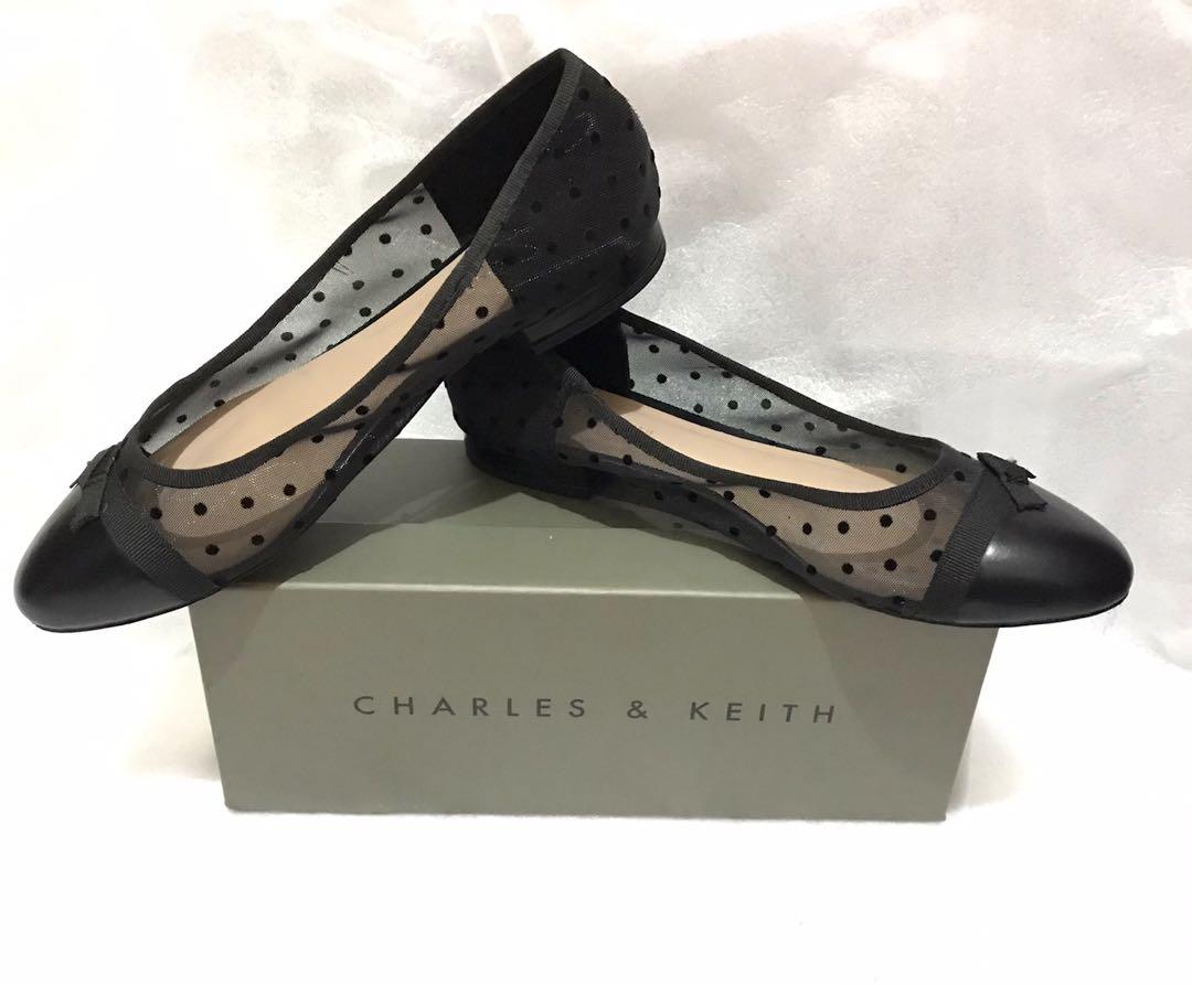 Sepatu Charles & Keith Mess Bow Tie Ballerina Original, Fesyen Wanita ...