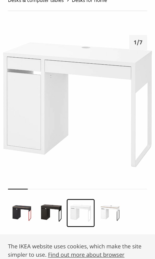 White Ikea Study Table, Furniture & Home Living, Furniture, Tables ...