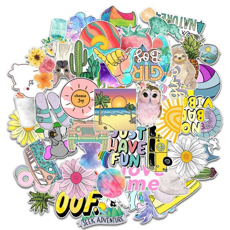 50pcs Cute Vsco Girl Sticker Waterproof Vinyl Ins Aesthetic Sticker ...