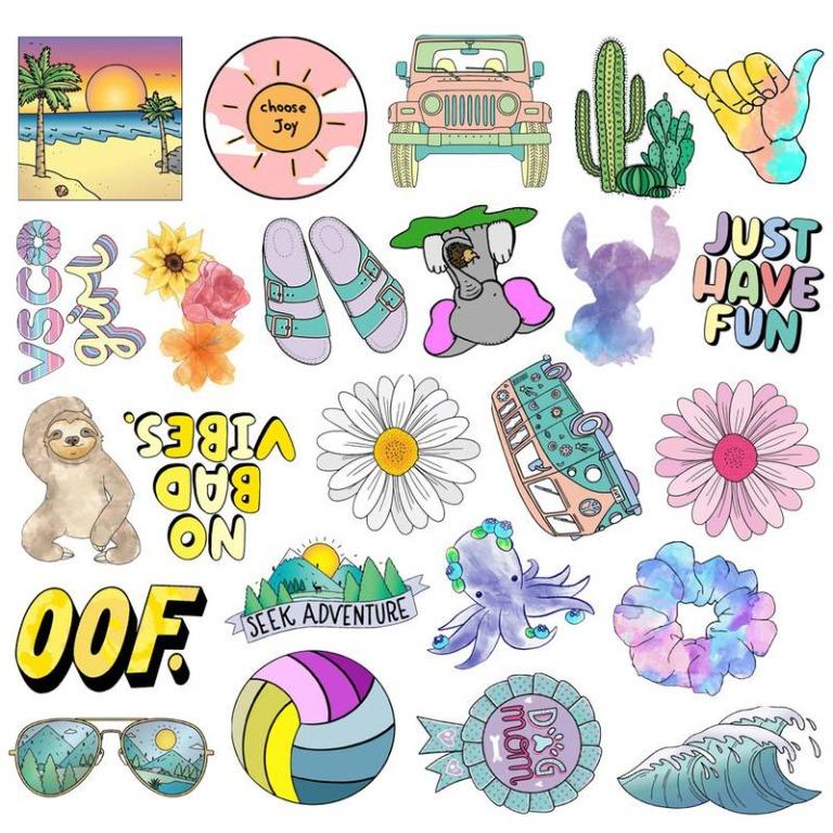 50pcs Cute Vsco Girl Sticker Waterproof Vinyl Ins Aesthetic Sticker ...