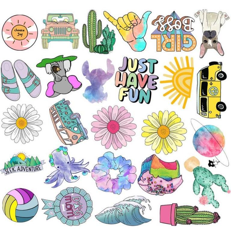 50pcs Cute Vsco Girl Sticker Waterproof Vinyl Ins Aesthetic Sticker ...