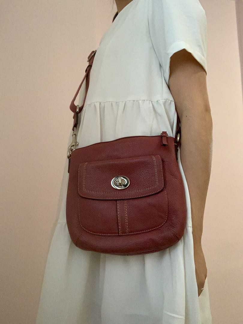 Coach dark rose leather crossbody bag, Women's Fashion, Bags & Wallets ...