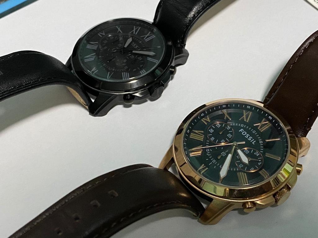 Fossil Grant Chronograph Black Leather Watch FS5132 | Fossil Grant ...