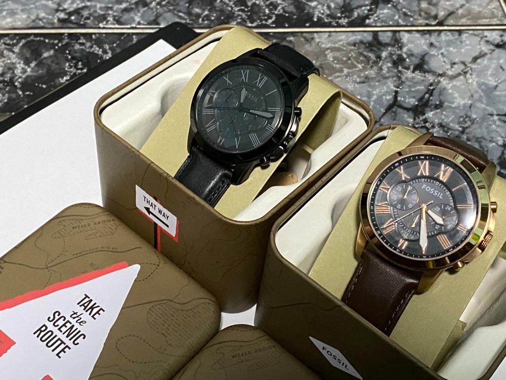 Fossil Grant Chronograph Black Leather Watch FS5132 | Fossil Grant ...