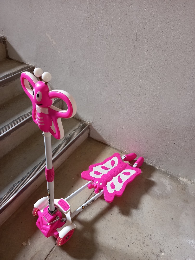 Pink butterfly scooter, Babies & Kids, Infant Playtime on Carousell