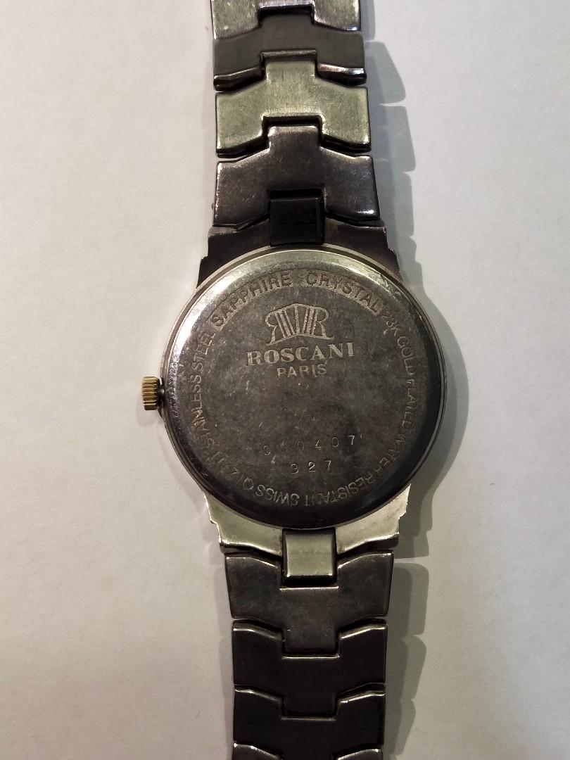 Roscani Men Watch 23K Gold Plated Sapphire Crystal Glass, Men's Fashion ...