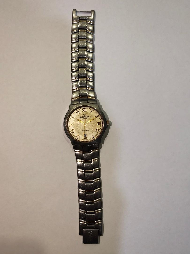 Roscani Men Watch 23K Gold Plated Sapphire Crystal Glass, Men's Fashion ...