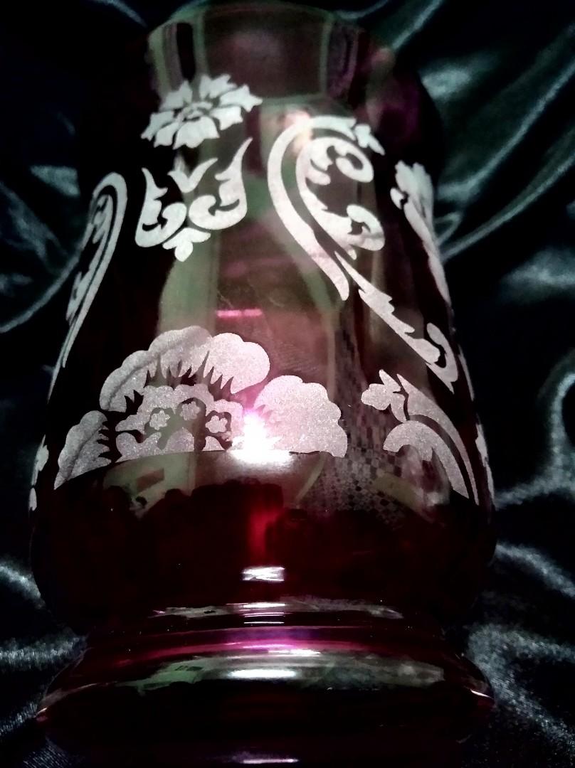 RUBY RED GLASS Vintage 80's VASE, Furniture & Home Living, Home Decor ...