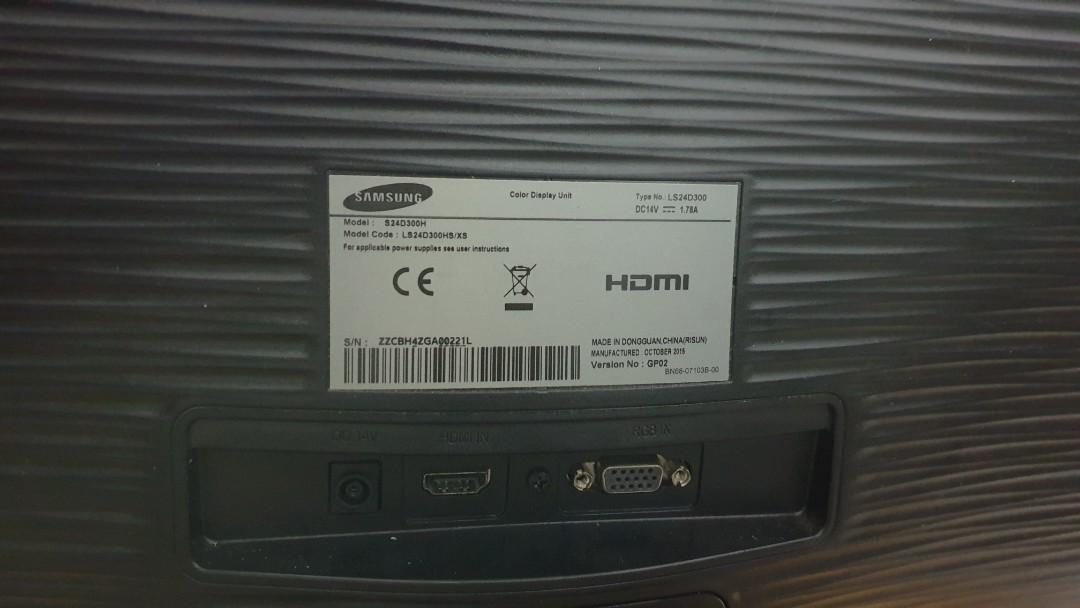 Samsung Monitor Model S24D300H, Computers & Tech, Parts & Accessories ...