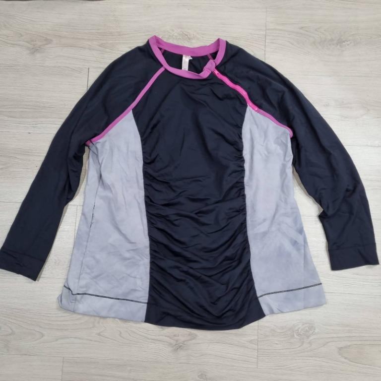Swim by Cacique Plus Size Black & White lined with Pink Rash Guard with ...