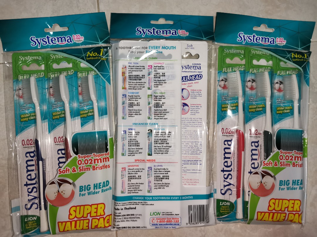 Systema 0.02mm Full Head Toothbursh, Beauty & Personal Care, Face, Face ...