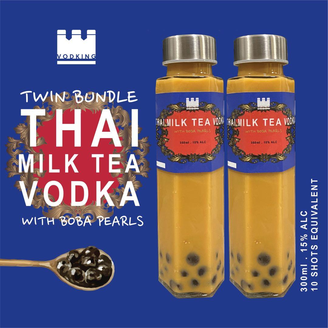 (2 Bot) Thai Milk Tea Vodka Cocktail with Boba Pearls, Food & Drinks ...