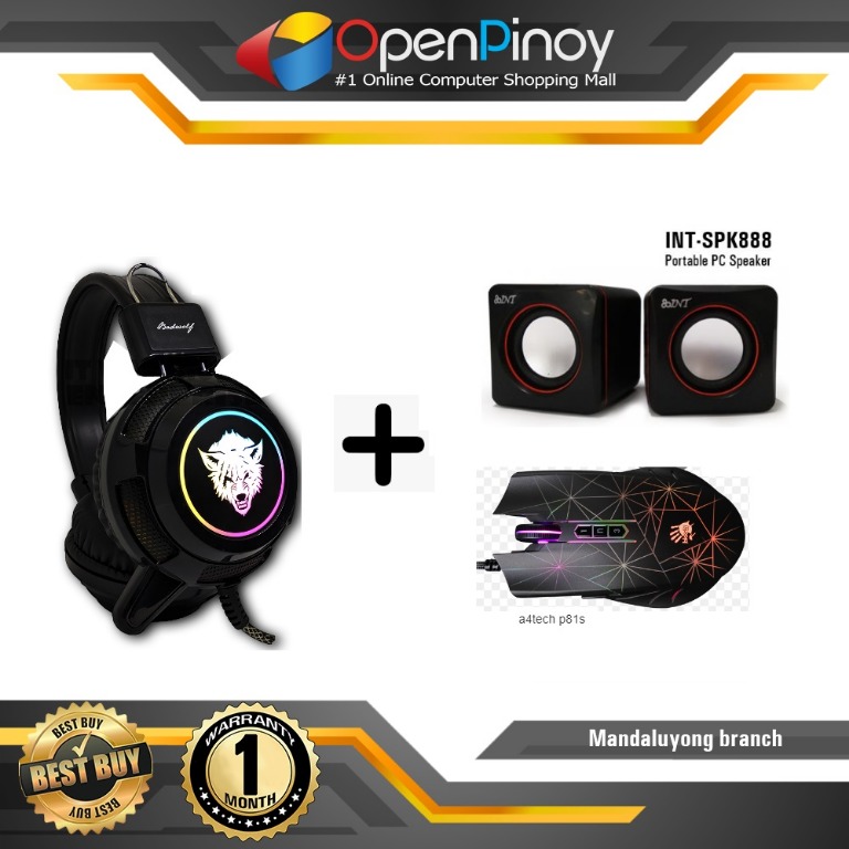 ACCESSORIES BUNDLE! Badwolf F-15 Headset with Bloody P81s RGB Gaming Mouse + T-Wolf S1 LED ...