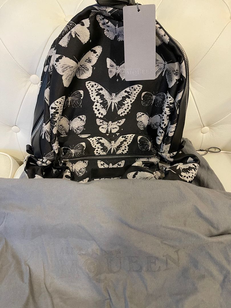 Alexander McQueen Moth Print Backpack, Men's Fashion, Bags, Backpacks ...
