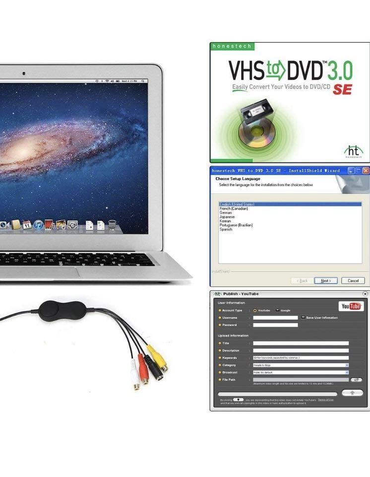 Ezcap 158 USB 2.0 UVC Audio Video Grabber Capture, Convert Analog Video ...