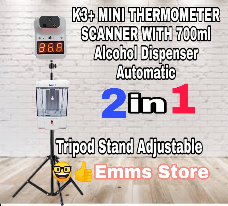 K3 PLUS MINI THERMOMETER INFRARED SCANNER WITH 700ml ALCOHOL DISPENSER ...