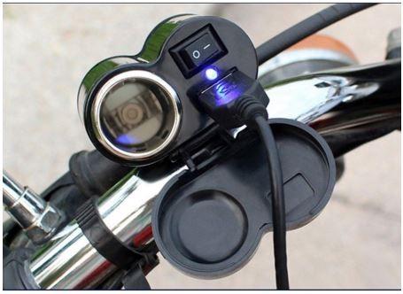 Motorcycle 12V Port & Phone Charging USB Port With Waterproof Cap, Auto ...