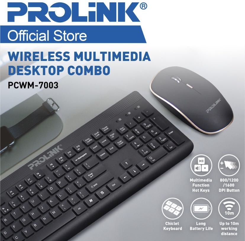 PROLiNK (PCWM7003) Wireless Multimedia Desktop Combo (Wireless Keyboard ...
